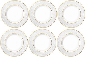 Wilmax England Wilmax - Teller mit Goldmuster - 6 Stück - Ø 15cm - Weißer Dessertteller aus Porzellan - Speiseteller - Spülmaschinenfest - Frühstücksteller - Kuchent