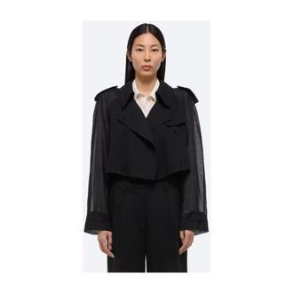 Helmut Lang Femme, Manteaux, Noir, Taille: 40 FR Trench-coat court