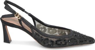 Dolce & Gabbana Femme, Chaussures, Noir, Taille: 39 EU Talons Slingback en Dentelle L&eacute;opard