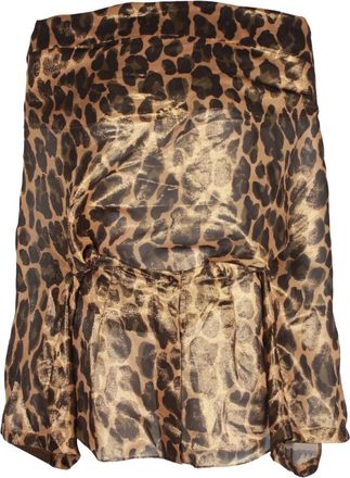 Michael Kors blouse imprimée à épaules dénudées - Marron