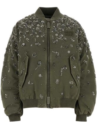 Miu Miu veste bomber en gabardine - Vert