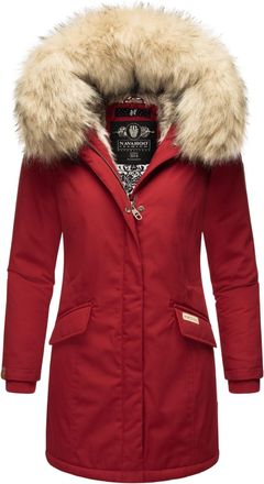Navahoo Damen Winter Jacke Parka Mantel Winterjacke warm Kunstfell Premium B669 [B669-Christa-Blood-Red-Gr.XS]