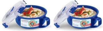 Sistema Microwave Frühstücksschale | Runde Frischhaltedose für die Mikrowelle, mit Deckel | 850 ml | BPA-frei | blau/transparent | 1 Stück (Packung mit 2)