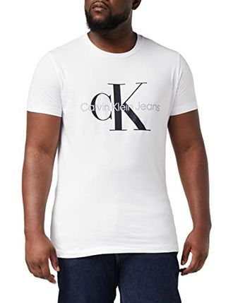 Calvin Klein Jeans T-Shirt Homme Manches Courtes Core Monologo Slim, Blanc (Bright White), XXL