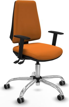 Piqueras y Crespo Opositor-Stuhl Elche mit 1D-Armlehnen, ausgestattet mit Asincro und Schneideschaum, Rollen 65 mm, Parkett, Orange