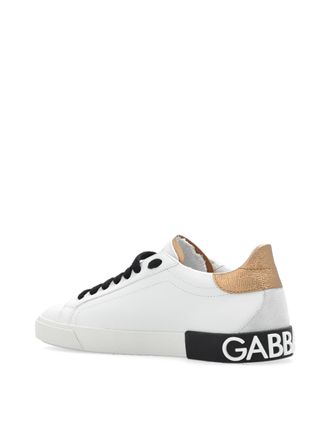 Dolce & Gabbana Womens Portofino Logo Low Top Sneakers White Shoes >