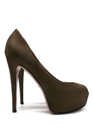 Gucci Olive Satin Platform Pumps Size 36