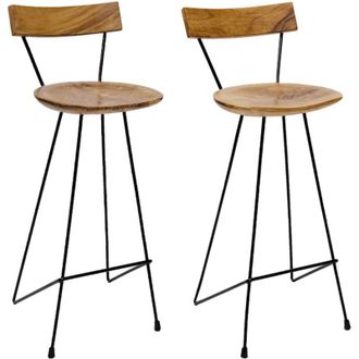 vidaXL Vidaxl - Tabourets de bar lot de 2 bois de teck massif