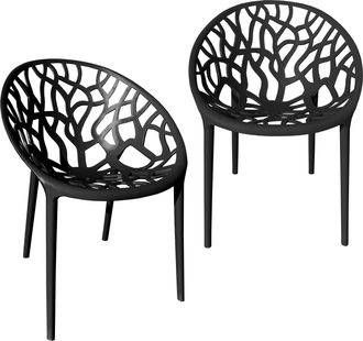 Trisens Gartenstuhl Kunststoff Stapelstuhl Bistrostuhl Küchenstuhl Stuhl Stapelbar, Farbe:Schwarz, Menge:2 St