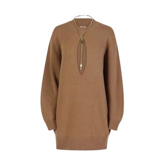 Elisabetta Franchi Strick-Minikleid mit Cut-out-Details - - Dresses - Damen - Braun - XS
