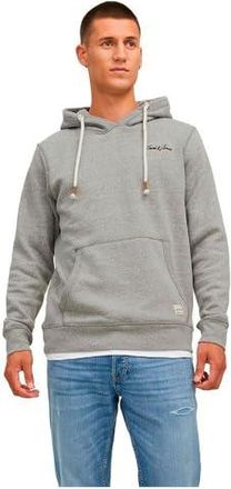 Jack & Jones JORTONS Sweat Hood Noos Kapuzenpullover, Light Grey Melange/Detail:EMB, M Mens