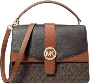 Michael Kors Greenwich - Sac &agrave; bandouli&egrave;re pour femme, sacoche moyenne, Brun, Classique