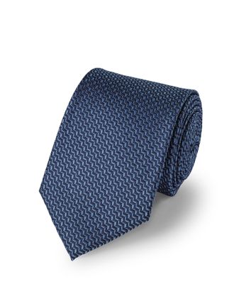 CHARLES TYRWHITT Gemusterte Krawatte aus Seide - Stahlblau & Mittelblau