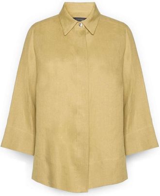 Elena Miro Femme, Blouses et Chemises, Vert, Taille: 50 FR Boxy Linen Shirt