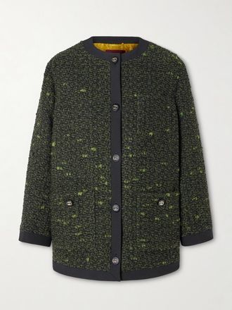 Gucci Jacke Aus Boucl&eacute; Aus Einer Wollmischung Mit Cr&ecirc;pe-bes&auml;tzen - Gr&uuml;n