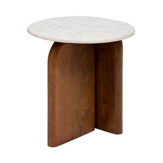 Atmosphera Atmosphera - Table dAppoint en Marbre Nanda 56cm Naturel & Blanc