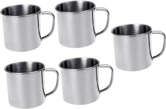 Cabilock Edelstahl Schnapsbecher 5 St&uuml;ck Trinkbecher Mit Henkel Rutschfest Rostfrei Glatte R&auml;nder Haushalt Kinderbecher
