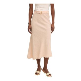 Pinko Midi-Rock mit &Ouml;sen und G&uuml;rtel - - Skirts - Damen - Beige - S