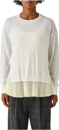 Meimeij Femme, Pulls, Blanc, Taille: 40 FR Maille &agrave; col rond