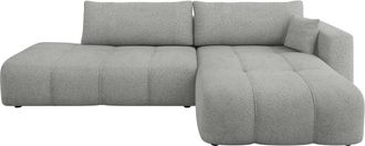 Mirjan24 Ecksofa mit Bettkasten Furyn O Boucle, Eckcouch Couch mit Schlaffunktion, Wohnlandschaft, Bettfunktion, Design L-Form Sofa (Coral 75, Seite: Rechts)