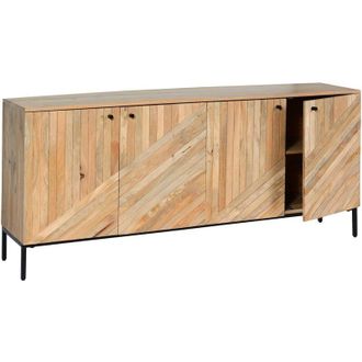 Hhg Sideboard 179, Kommode Schrank Anrichte, Massiv-Holz Mango 79x176x42cm MVG-zertifiziert, natur