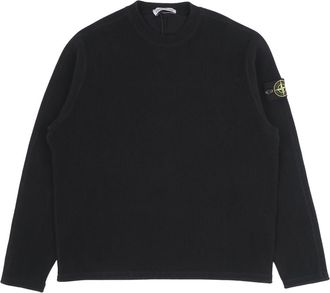 Stone Island Homme, Pulls, Noir, Taille: L Ribbed Wool Nylon Crewneck
