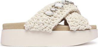 INUIKII Pantoletten Inuikii Woven Stones Platform 1004.005.0043 Wei&szlig;