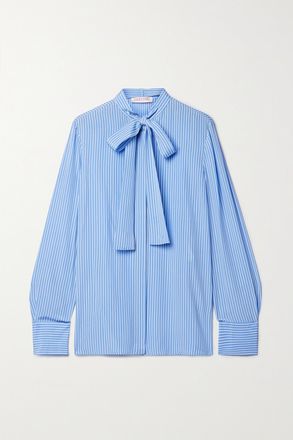 Valentino Garavani Gestreiftes Hemd Aus Seide Mit Schluppe - Blau