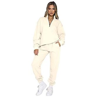 Generic Ensemble de salon pour femme - 2 tenues - Ensemble de costumes &agrave; manches longues et pantalon taille haute pour le travail - Surv&ecirc;tement de sport pour 