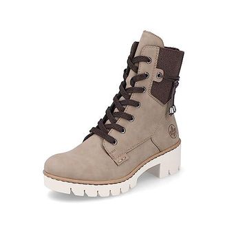 Rieker Femme Bottines X5720, Dame Bottines à Lacets,Bottes,Chukka Boot,Bottes Courtes,Bottes à Lacets,Beige (Beige / 64),41 EU / 7.5 UK