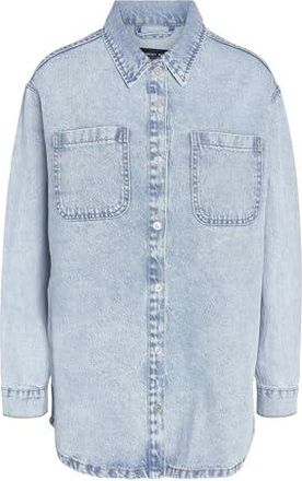 Noisy May Veste en Jean Oversize pour Femme, Veste en Denim, épaules Tombantes, Chemise, Design Blanchi., Couleurs:Bleu-Clair, Taille:XL