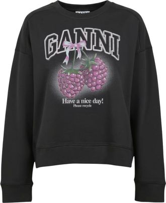 Ganni Femme, Sweatshirts et sweats &agrave; capuche, Noir, Taille: 42 FR T-shirt ras du cou