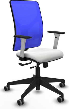 Piqueras y Crespo Schreibtischstuhl wei&szlig; und blau, mit wei&szlig;en und schwarzen Armlehnen, h&ouml;henverstellbare Lendenwirbelst&uuml;tze, ausgestattet mit Syncro/Traslack und Schnei