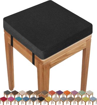 Generic Stuhlkissen f&uuml;r Erwachsene, 55 x 55 x 5 cm, quadratisches Sitzkissen f&uuml;r drinnen und drau&szlig;en, dick, rutschfest, mit Schnalle, Stuhlkissen mit abnehmba