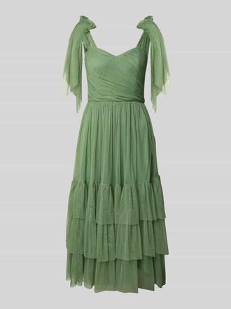 Lace & Beads Cocktailkleid im Stufen-Look mit Raffungen