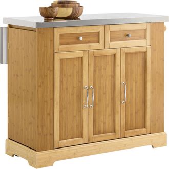 SoBuy Kücheninsel auf Rollen Servierwagen mit Rollen Küchenwagen mit ausziehbarer Arbeitsplatte Rollwagen mit Schubladen Barwagen für Küche, Esszimmer, Früh