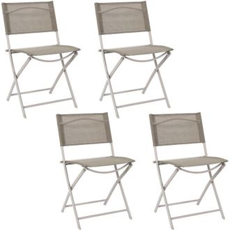 The Home Deco Factory The Home Deco Factory - Chaise pliante Elba beige - L&eacute;g&egrave;re et moderne - Hauteur dassise 45cm - Pour terrasses et jardins