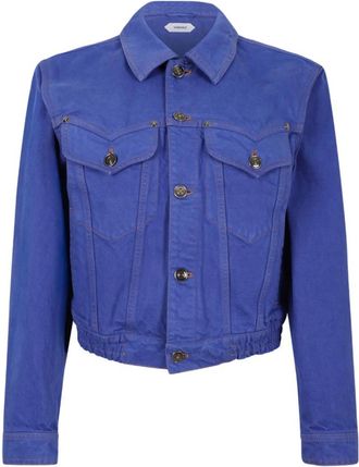 Versace Femme, Vestes, Bleu, Taille: 36 FR Denim Slim Blouson