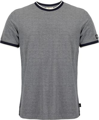 Roadsign Herren T-Shirt Piqué-Stoff mit feinem Muster, Logo am Ärmel Navy/Weiss, XL