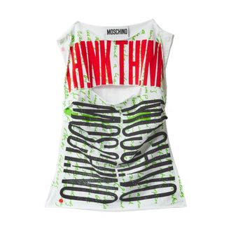 Moschino Graphic Print Cotton Draped Top - - Tops - Damen - Mehrfarbig - S