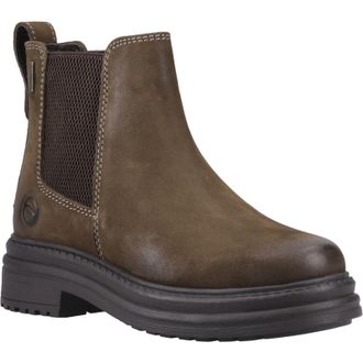 Cotswold Aldworth Leder Damen Olivfarbene Absatz-Stiefeletten