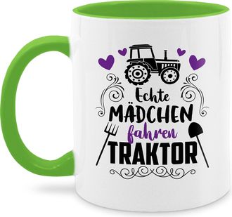 Shirtracer Tasse Tassen 325ml - Deko Hobby Geschenk - Echte M&auml;dchen fahren Traktor - schwarz - 325 ml - Hellgr&uuml;n - cup trecker teetasse w&auml;rmende kaffeebecher fan