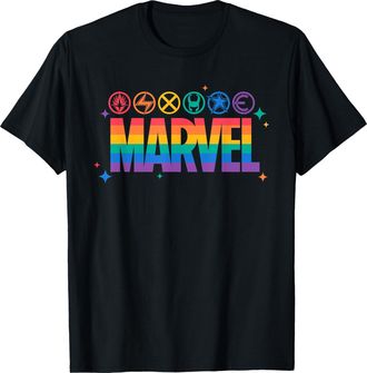 MARVEL Pride Rainbow Logo Proud Heroes Symbols T-Shirt