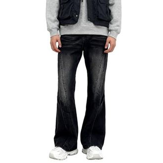 Generic Jean Homme Jeans Homme Week-End/Voyage Pantalon en Jean Bas Coupe &Eacute;vas&eacute;e Lavage R&eacute;tro D&eacute;color&eacute; - Style Casual Intemporel Inspir&eacute; des Ann&eacute;es 70 pour Lo