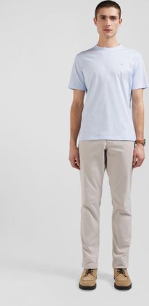 Eden Park T-shirt Manches Courtes En Coton Pima Uni Ciel Coupe Regular