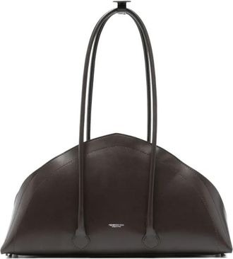 Federico Cina Hobo Bags - Curved Brown Leather Handbag With Elongated Handle - Gr. unisize - in Schwarz - für Damen