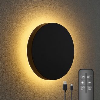 Calex Rosarno Wandleuchte, f&uuml;r Au&szlig;en & Innen, indirektes warmwei&szlig;es Licht, Akku aufladbar, kabellos, dimmbar, wasserdicht, Schwarz