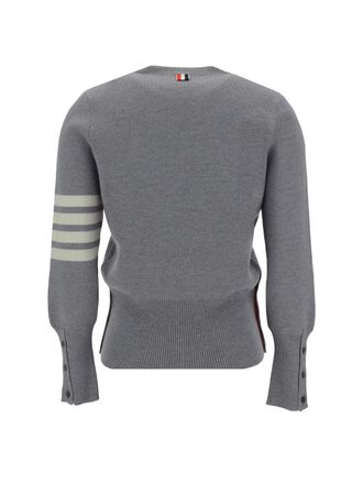 Thom Browne Womens Virgin Wool Sweater Lt Grey Fleece Ovis Aries