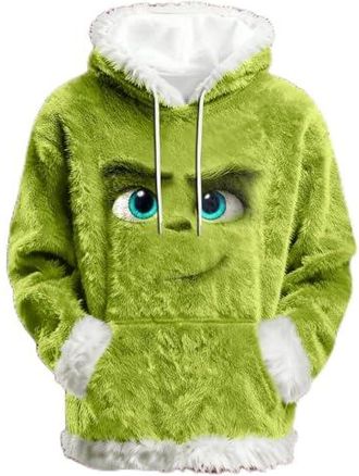 Generic Le Grinch Sweat Femme A Capuche De Noel Chaud Costume Hiver Sweatshirts Polaire Plaid No&euml;l Sweet Pyjama V&ecirc;tements Oversize Moche Pulls 2025 Vetement P