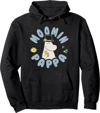 Moomin Pappa Blume Weiß Umriss Pullover Hoodie